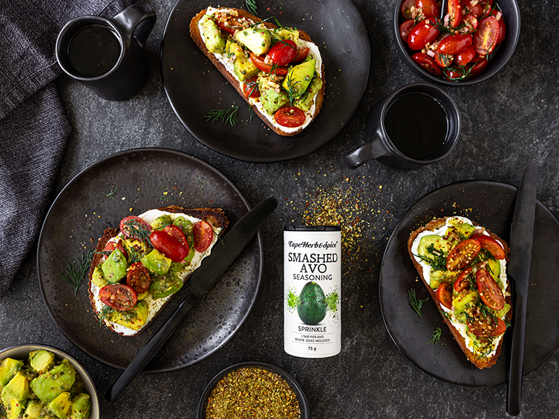 Cape Herb and Spice - AVO & COTTAGE CHEESE TOAST WITH MARINATED TOMATOES
